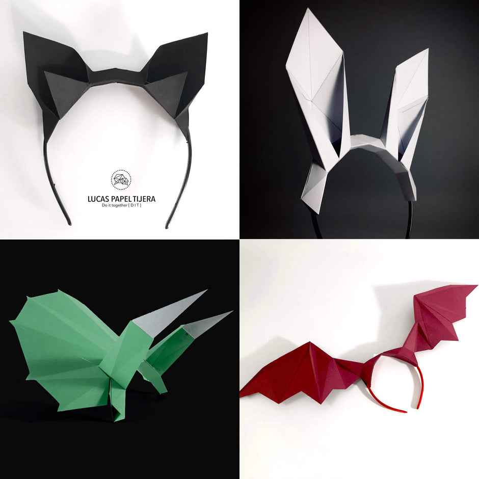 Printable DIY Paper Headbands | Templates for Ears, Horns, Wings, and ...